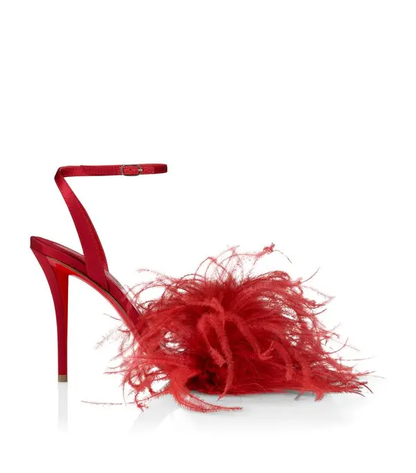 CHRISTIAN LOUBOUTIN Miss Z Poupi Silk Heeled Sandals 100 - Red