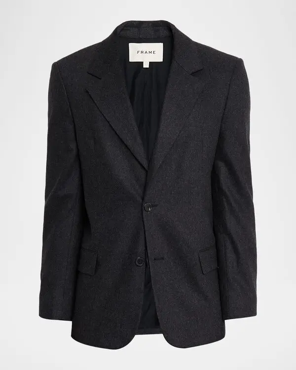 FRAME Cashmere-blend Single-breasted Blazer - Dark Charc