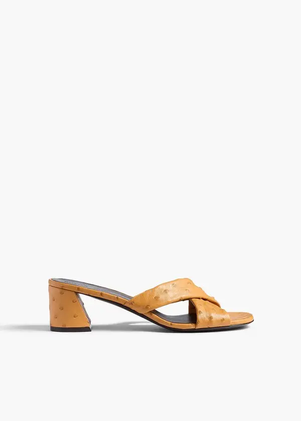 Khaite Liria Ostrich Sandals - Chestnut