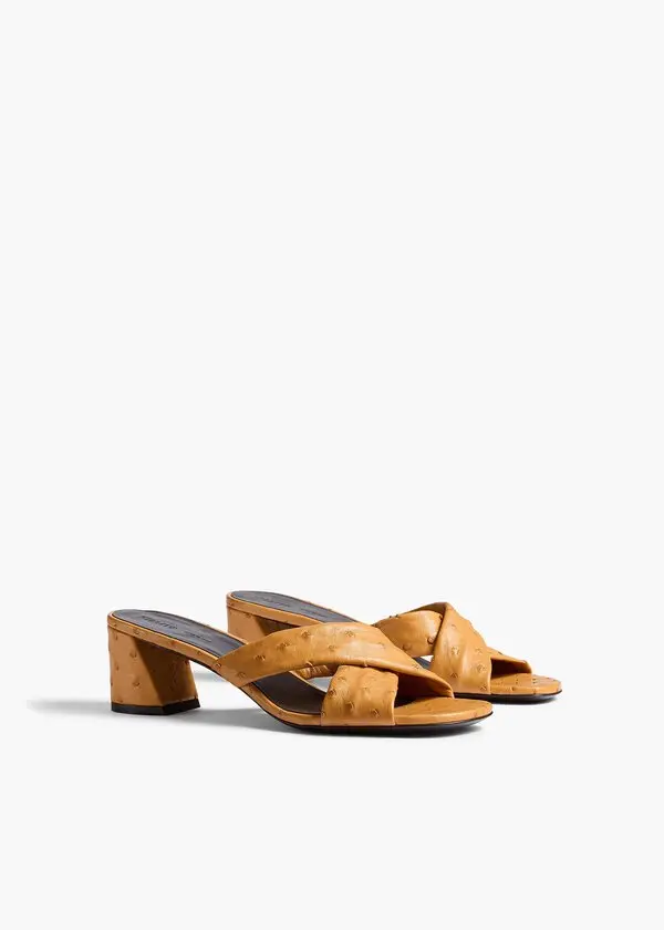 Khaite Liria Ostrich Sandals - Chestnut