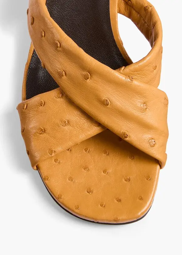 Khaite Liria Ostrich Sandals - Chestnut