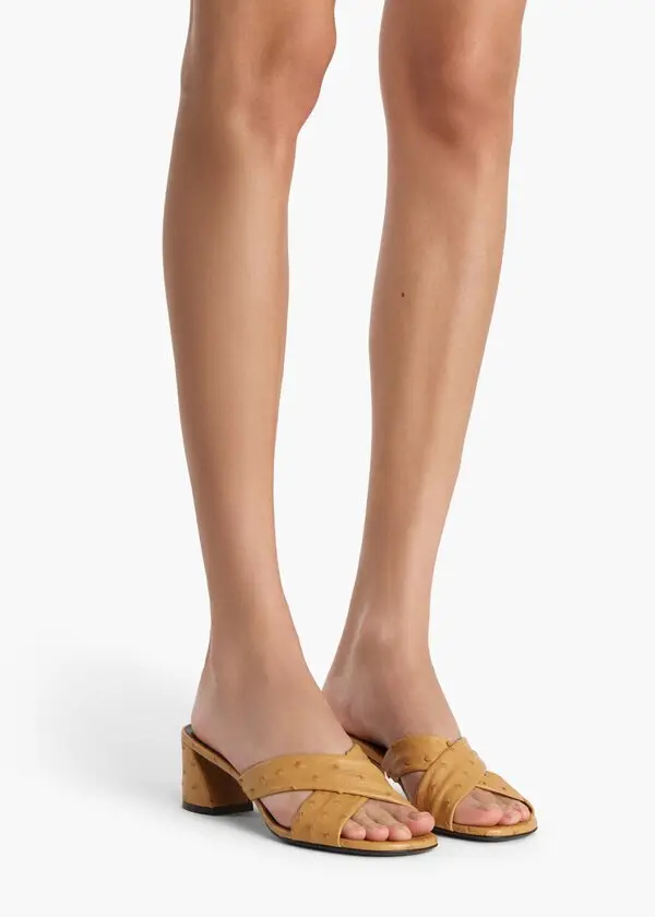 Khaite Liria Ostrich Sandals - Chestnut