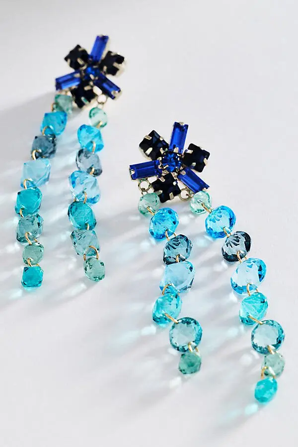 Anthropologie Drippy Crystal Earrings - Blue