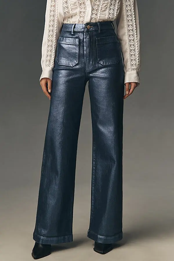 Rolla's Sailor High Rise Wide Leg Foiled Jeans