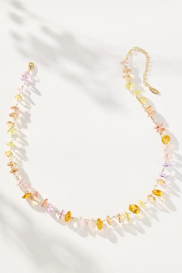 Anthropologie Multi-color Beaded Necklace - Pink