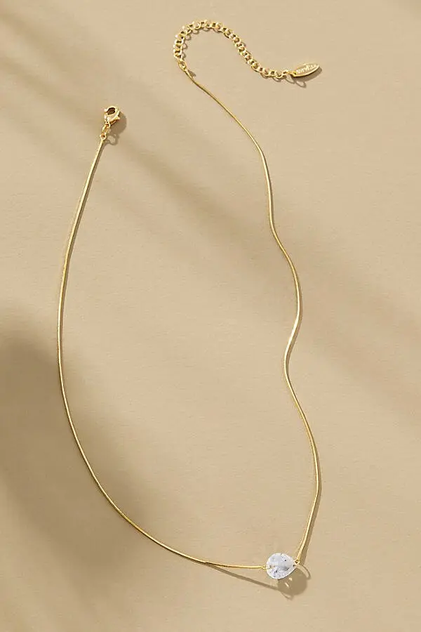 Anthropologie Delicate Pearl Necklace - Gold
