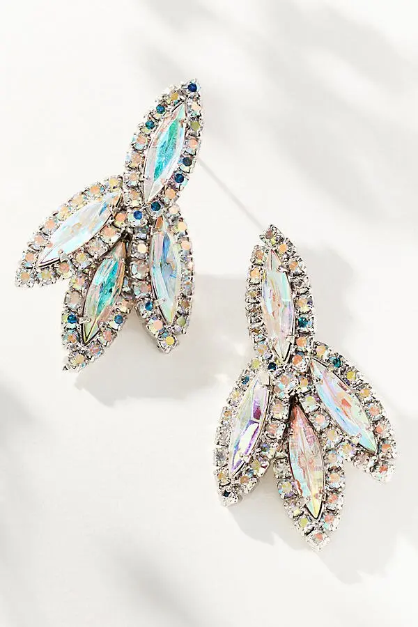 ELIZABETH COLE Petite Bacall Crystal Earrings - Iridescent