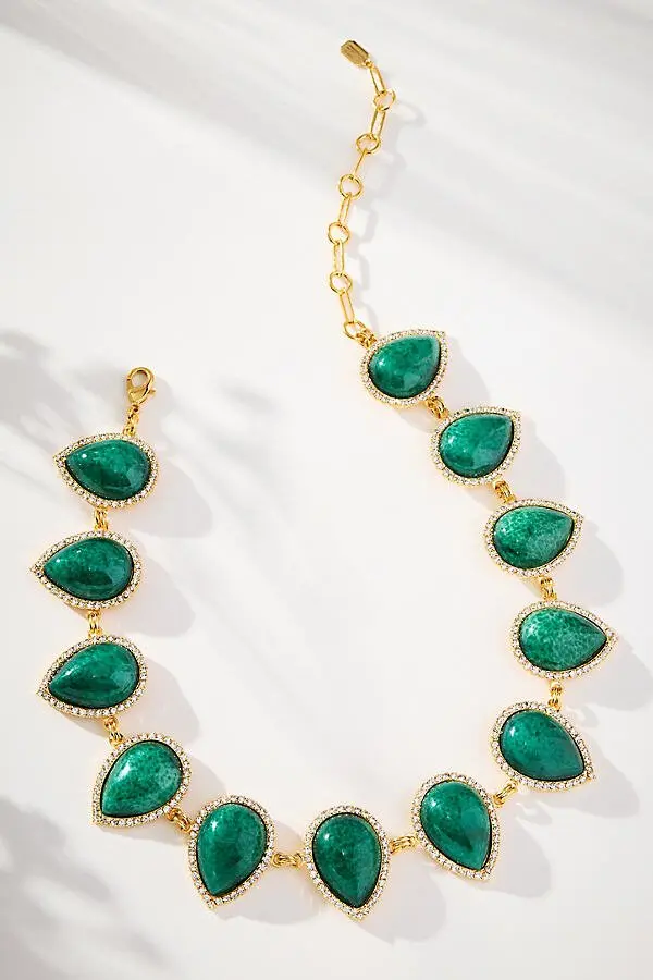 ELIZABETH COLE Blossette Crystal Necklace - Jade
