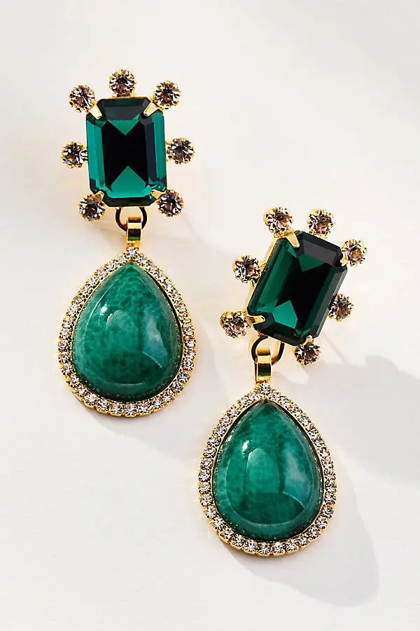 ELIZABETH COLE Agnes Crystal Earrings - Jade