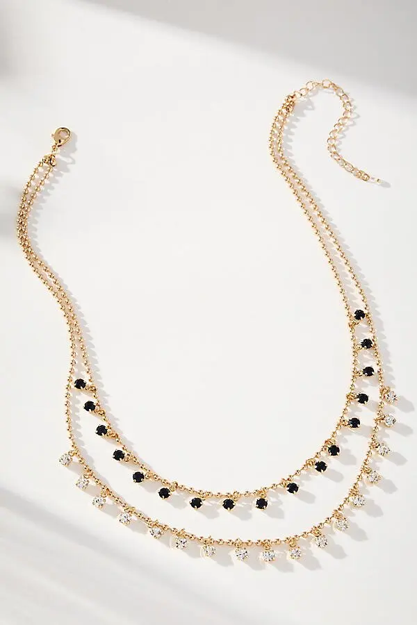 Anthropologie Delicate Layered Crystal Necklace - Sapphire