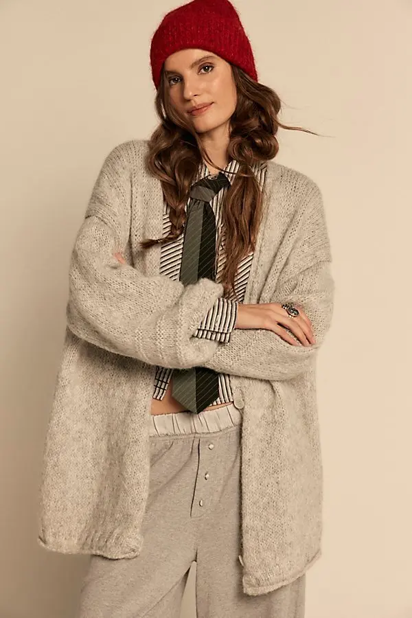Free People Marina Softspun Cardigan - Light Heather Grey