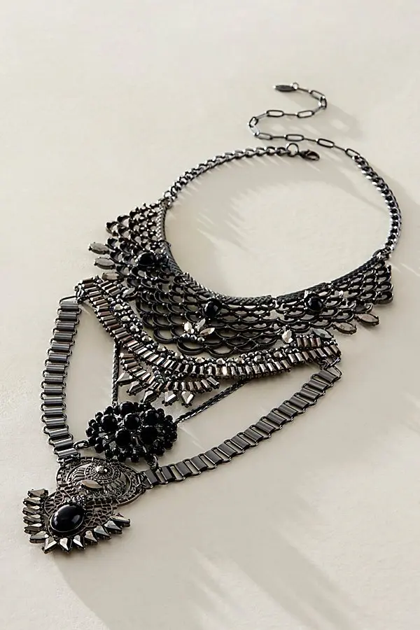 Free People Statement Collar Necklace - Hematite/jet