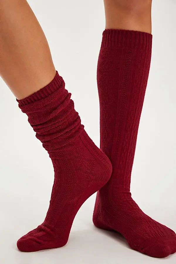 Free People Essential Knee High Socks - Cherry Red