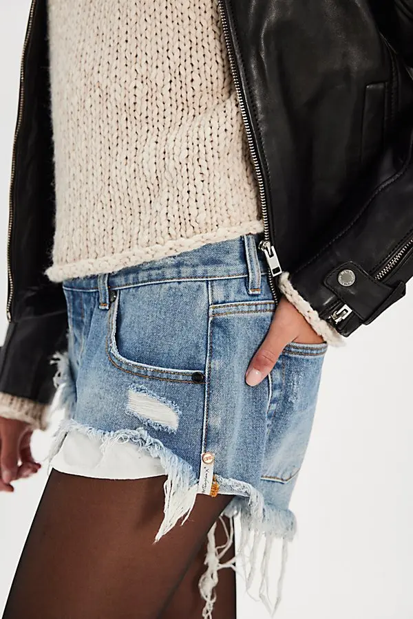 ONETEASPOON Micro Dukes Low-waisted Denim Shorts - Cobaine Blue