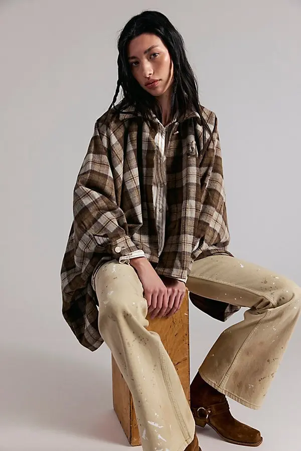 UNDERSTATED LEATHER Western Plaid Cape
