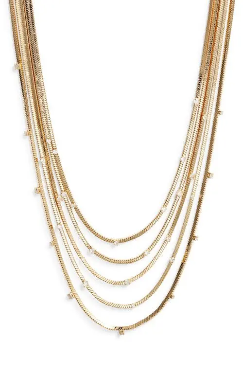 Nordstrom Cubic Zirconia Station Layered Necklace - Clear- Gold