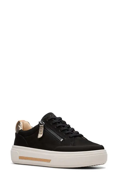 Clarks Hollyhock Zip Platform Sneakers - Black Nubuck