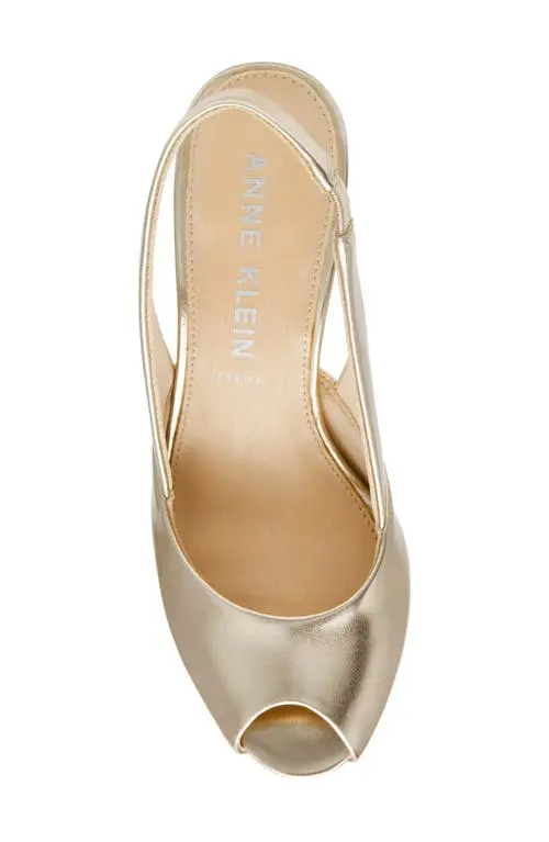 Anne Klein Jovi Slingback Peep Toe Pumps - Gold