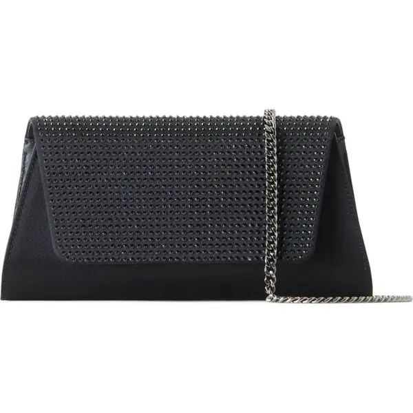 Akris Anouk Crystal Embellished Silk & Leather Clutch - Black