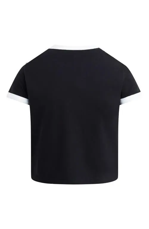 FAVORITE DAUGHTER Logo Crop Ringer T-shirt - Black/off White