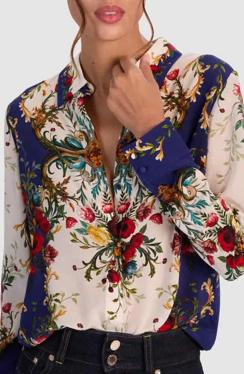 Alice + Olivia Willa Floral Silk Top