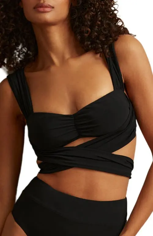 REISS Cristina Wrap Bikini Top - Black