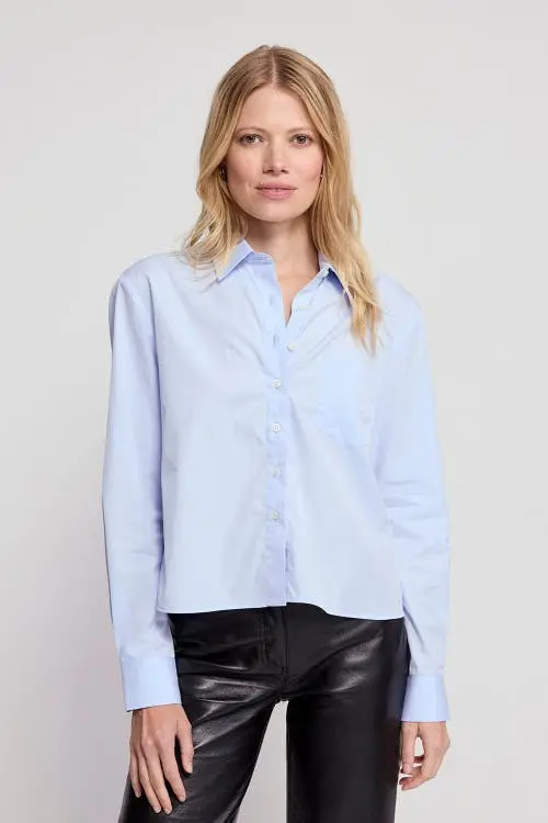 The Shirt By Rochelle Behrens Boxy Crop Shirt - Blue Dawn