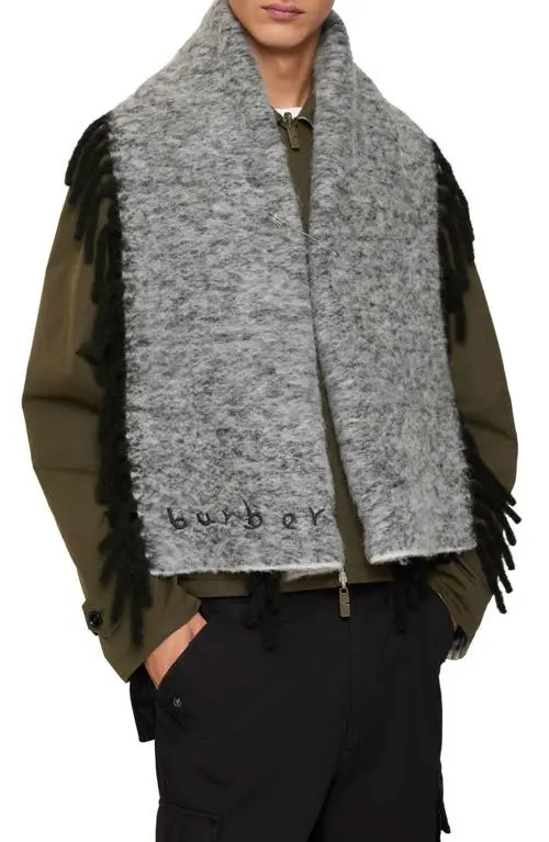 Burberry Happy Alpaca Blend Fringe Scarf - Black/calico