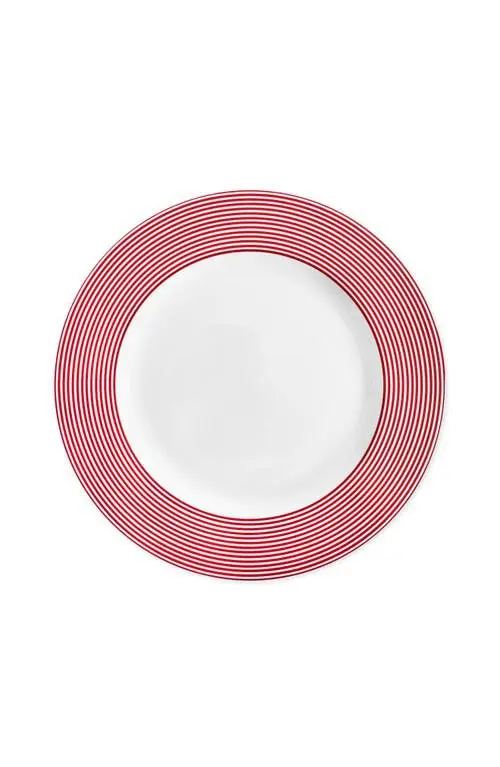 CASKATA Newport Crimson Stripe Rimmed Dinner Plate Porcelainset 4 - Red