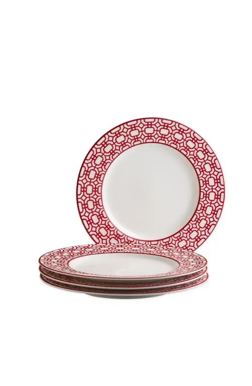 CASKATA Newport Crimson Garden Gate Salad Plateporcelainset 4