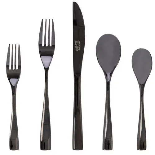 GIBSON ELITE Holland Road 20 Piece Stainless Steel Flatware Set - Black