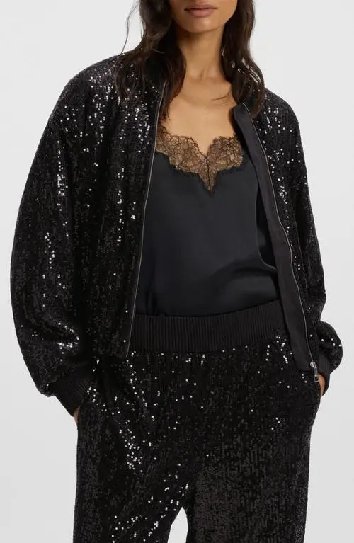 BOSS Orange Jilloi Sequin Bomber Jacket - Blk