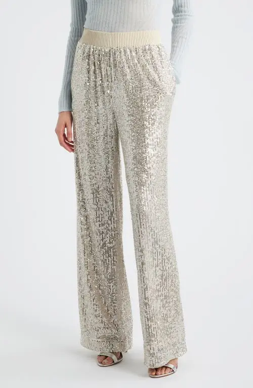 Hugo Boss Tilloi Sequin Wide Leg Pants - Open Beige