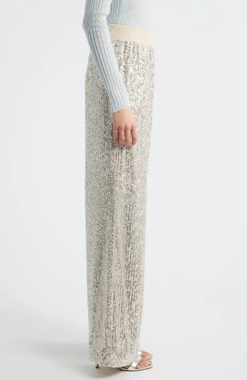 Hugo Boss Tilloi Sequin Wide Leg Pants - Open Beige