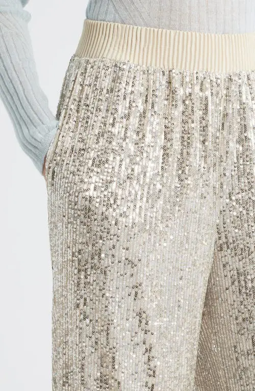 Hugo Boss Tilloi Sequin Wide Leg Pants - Open Beige