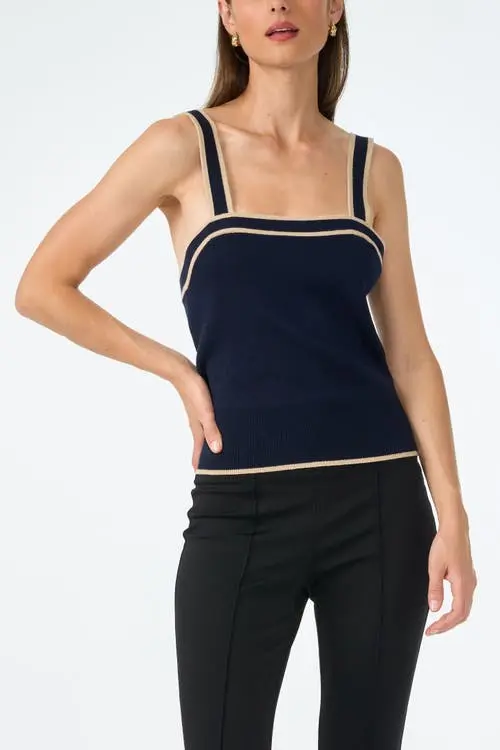 Trina Turk Casady Knit Cami - Indigo/biarritz Beige