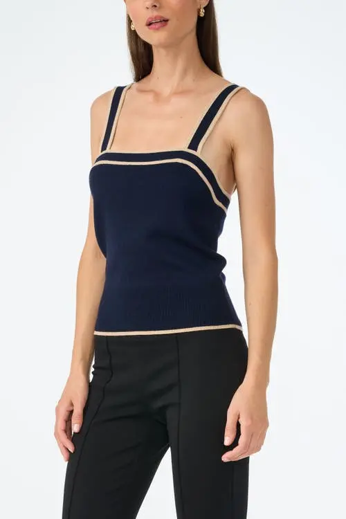 Trina Turk Casady Knit Cami - Indigo/biarritz Beige