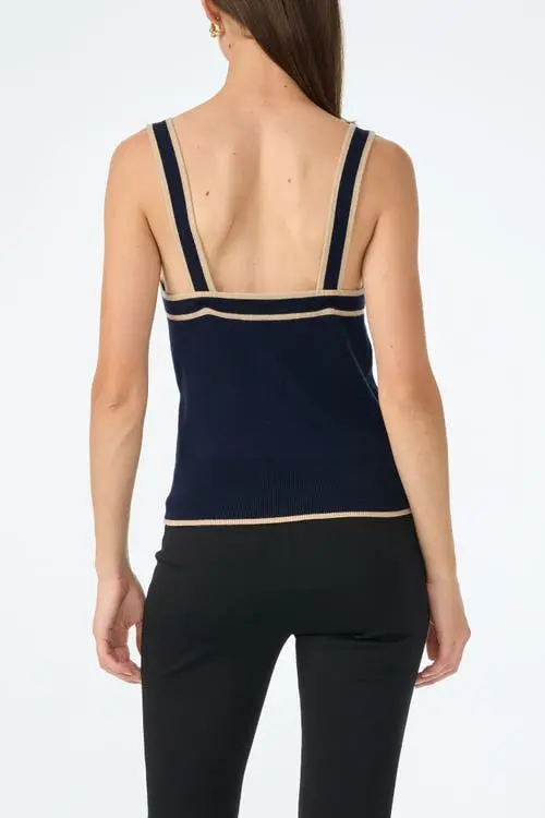 Trina Turk Casady Knit Cami - Indigo/biarritz Beige