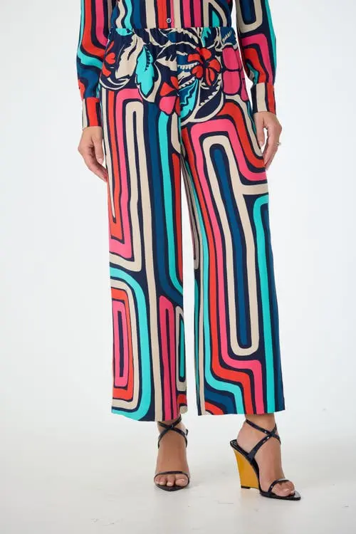 Trina Turk Printed Cropped Wide Leg Pant