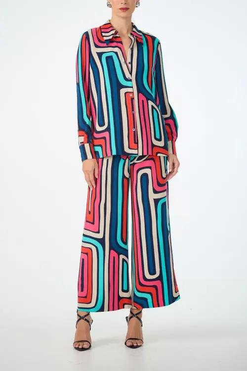 Trina Turk Printed Cropped Wide Leg Pant
