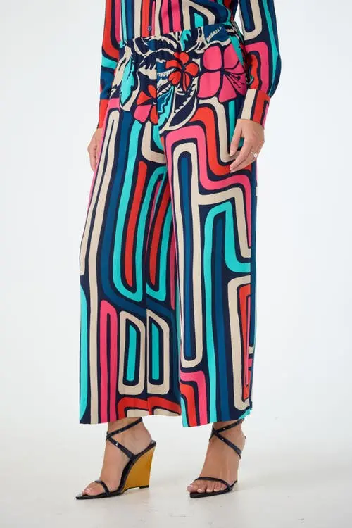 Trina Turk Printed Cropped Wide Leg Pant