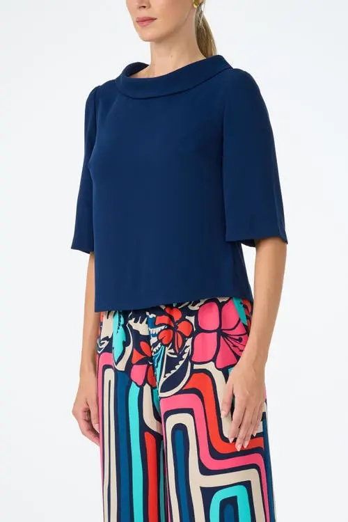 Trina Turk Kailee Folded Neckline Top - Ink