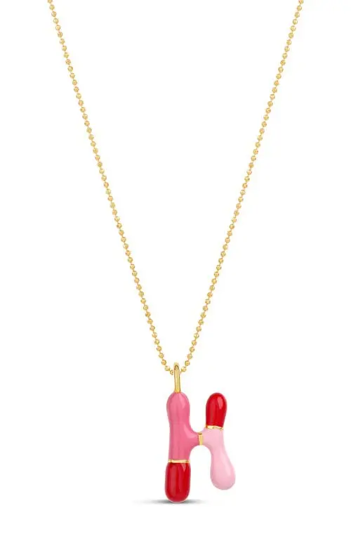 SHYMI Enamel Initial Retro Necklace - Pink