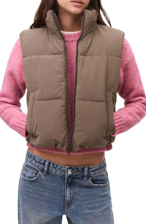 Mango Quilted Crop Puffer Vest