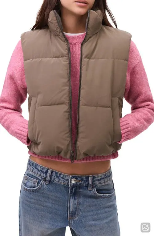Mango Quilted Crop Puffer Vest