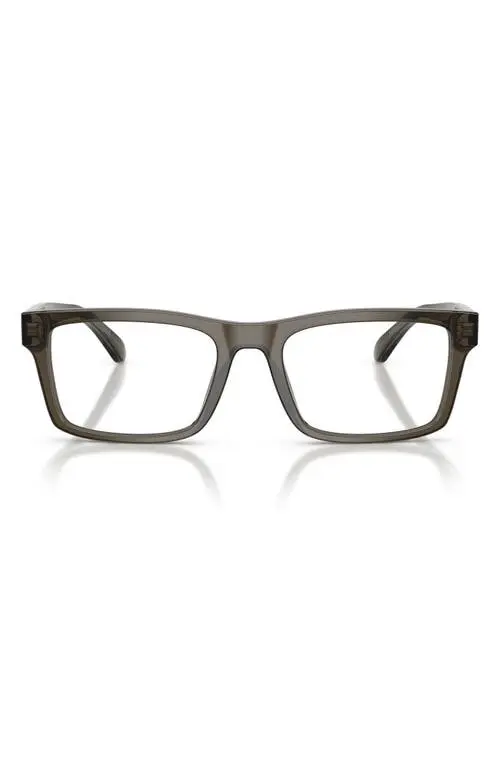 Emporio Armani 56mm Rectangular Optical Glasses - Shiny Grey/demo Lens
