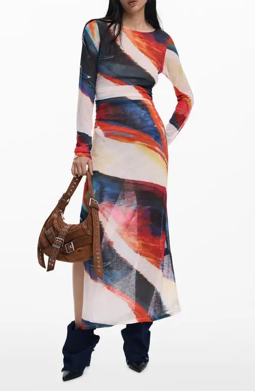 Desigual Long Sleeve Abstract Print Dress