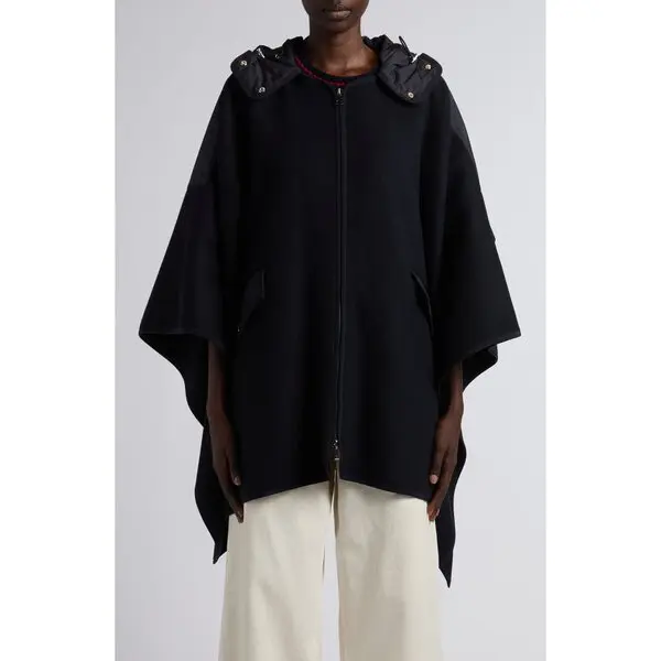 Moncler Hooded Wool Blend Cape