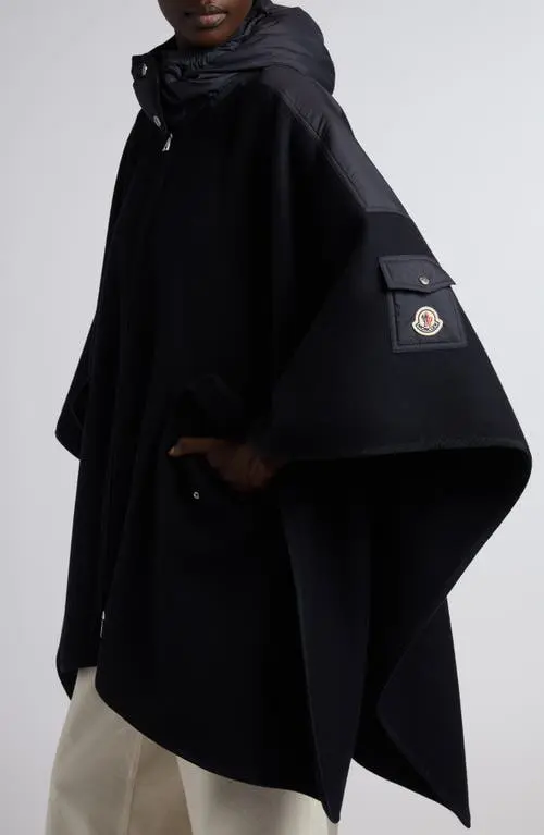 Moncler Hooded Wool Blend Cape