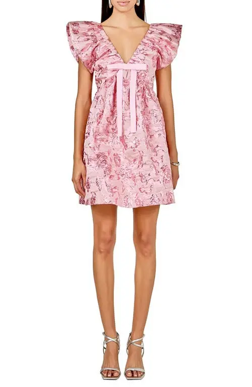 Endless Rose Jacquard A-line Mini Dress With Bow